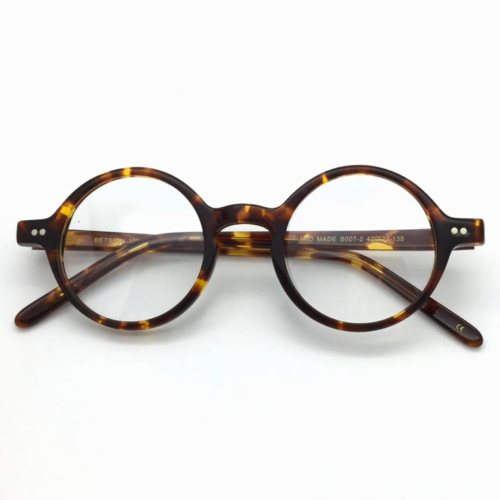 Vintage 42mm Small Round Eyeglasses Frames Acetate Tortoise Full Rim ...