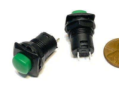 2 Pieces GREEN Square Push Button Switch Latching ON/OFF 12mm 3A DS-426 ...