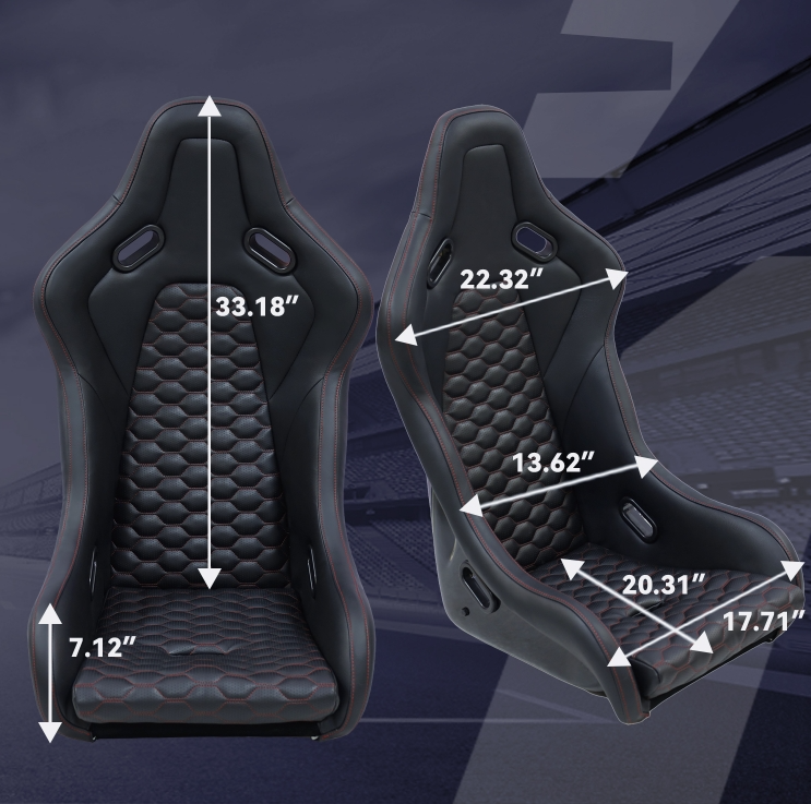 1PC Universal Fiberglass Back Racing Seats, Black Leather Fixed Bucket ...