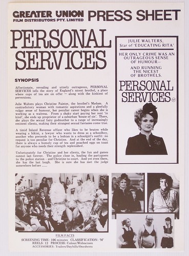 VINTAGE 1987 PERSONAL SERVICES JULIE WALTERS MOVIE CINEMA FILM MEDIA ...