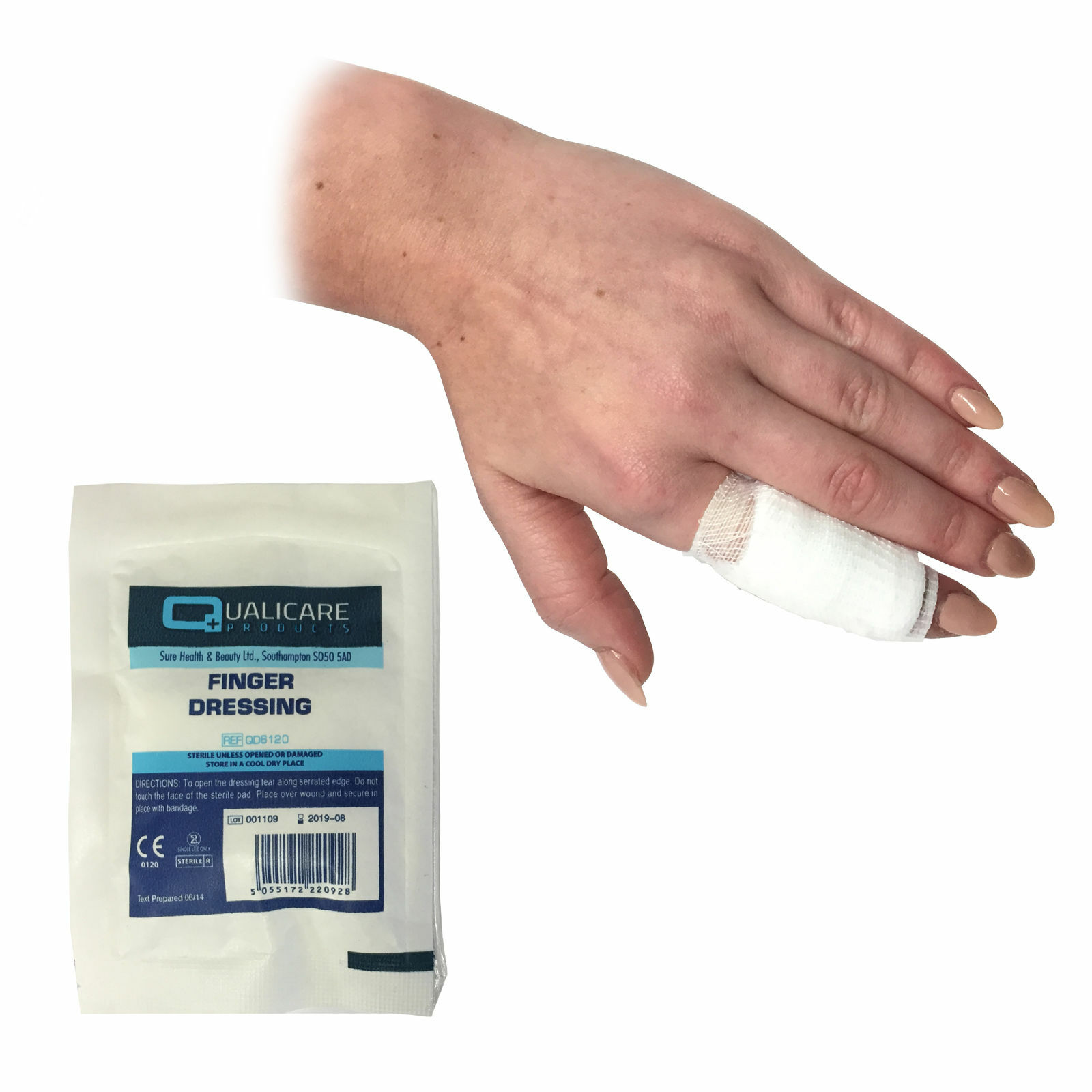 QUALICARE FIRST AID STERILE MEDICAL ADHESIVE FINGER WOUND CUT BANDAGE ...