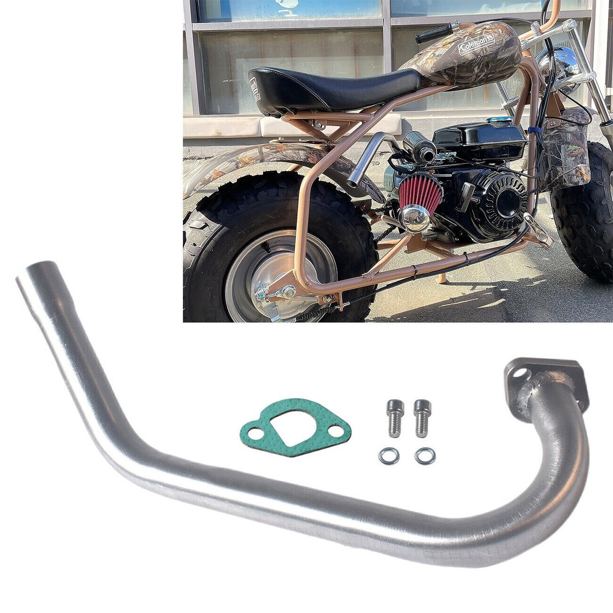 Mini Bike Exhaust Gas Bike Kit Exhaust Pipe W/ Muffler For Coleman ...