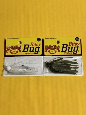 Lot of 2 Strike King Bitsy Bug Mini Jig 3/16oz White / Green Pumpkin | eBay