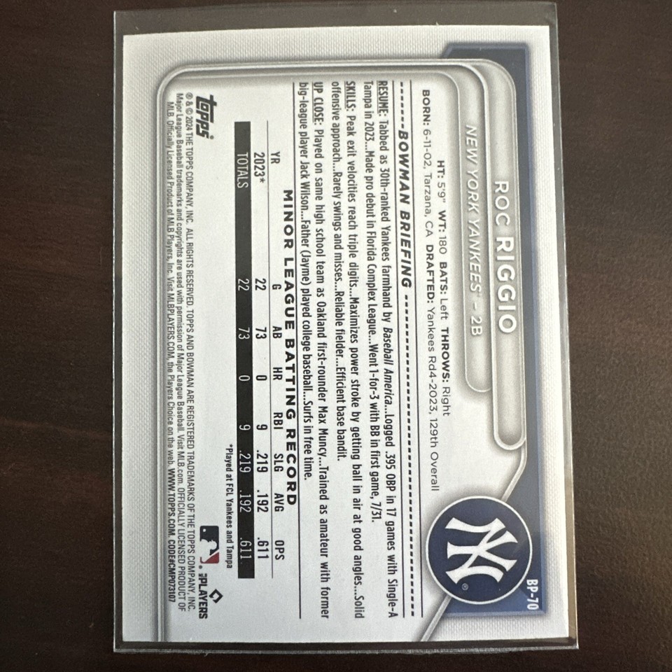 2024 Bowman - Prospects Blue Border #BP-70 Roc Riggio /150 (RC) | eBay