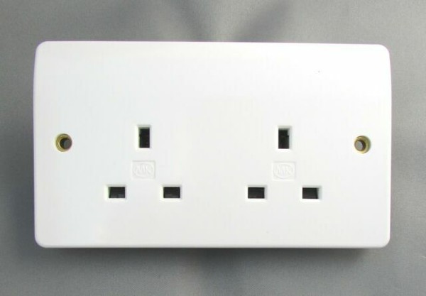 MK 13a Double Gang Unswitched Socket White 15233pm for sale online | eBay
