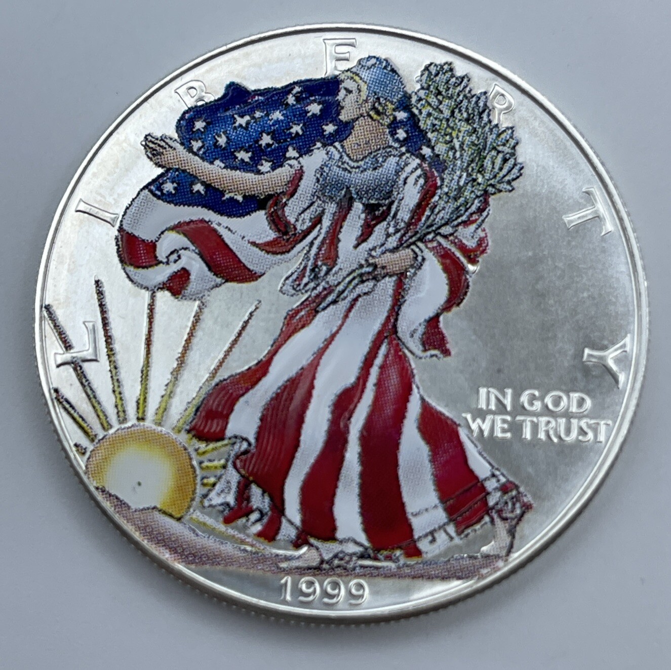 1999 USA Colorized American Eagle 1 oz Fine Silver One Dollar Coin B18 ...