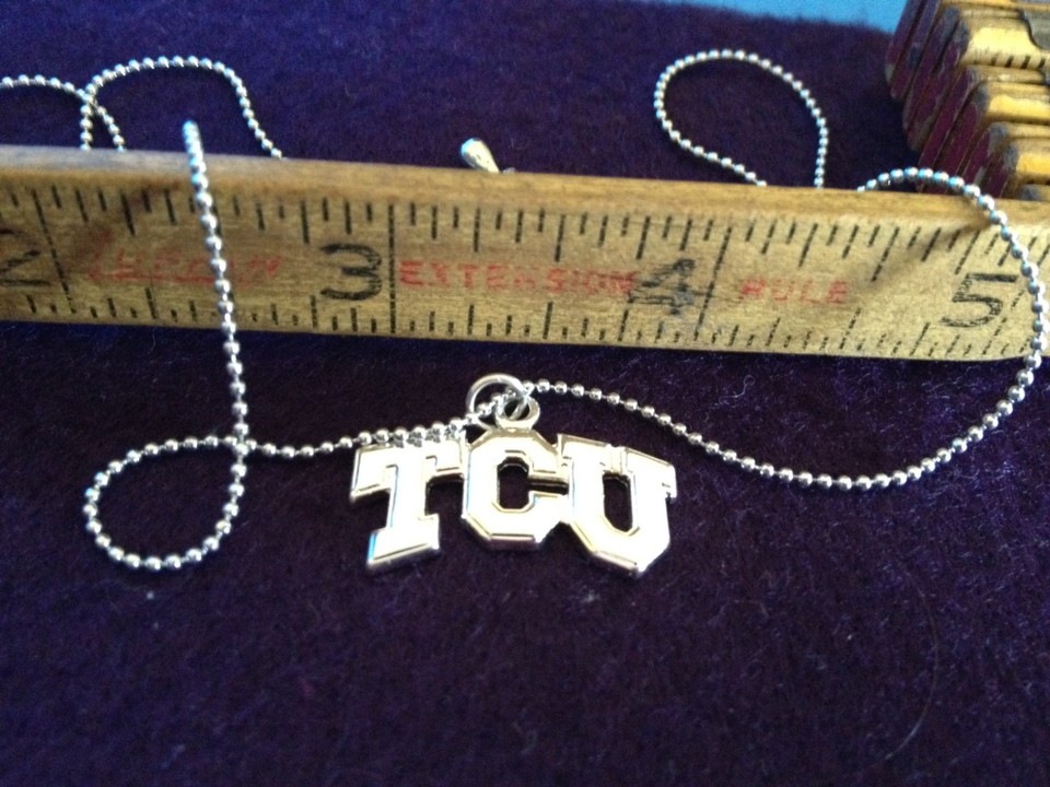 TCU charm & necklace Silver-look tiny-bead 16"chain ...