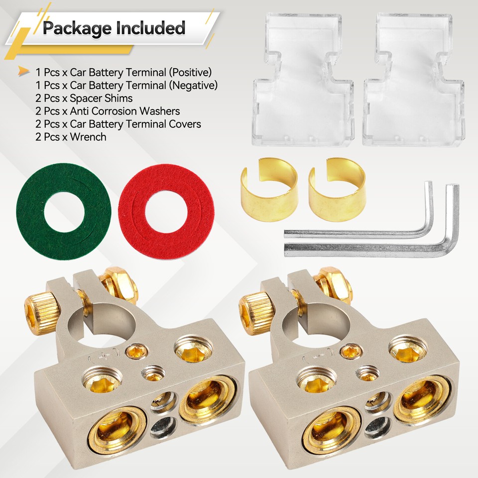X2 Car Heavy Duty Plated Battery Terminals Positive Negative Connectors ...
