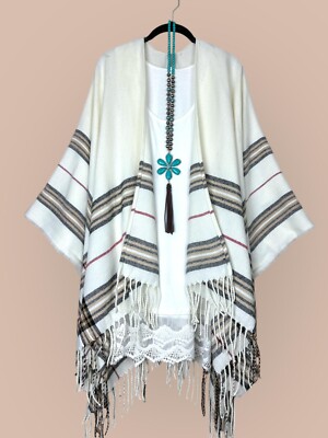 Plus Size Boho Hippie Ethnic Kimono Tassel Fringe Cardigan Duster ...