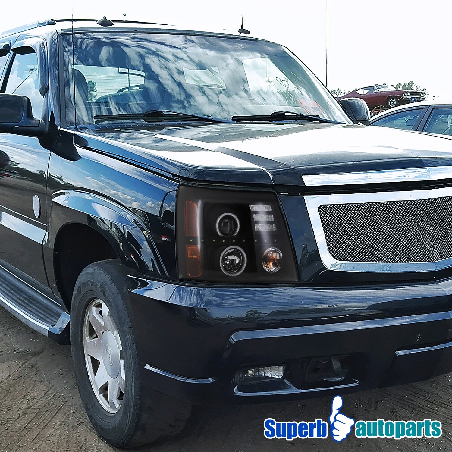 Fits 2002-2006 Cadillac Escalade Black Halo Projector Headlights LED ...