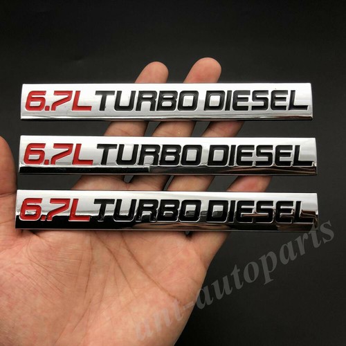 3x Metal Chrome 6.7L Turbo Diesel Engine Decals Emblems Badge Sticker ...