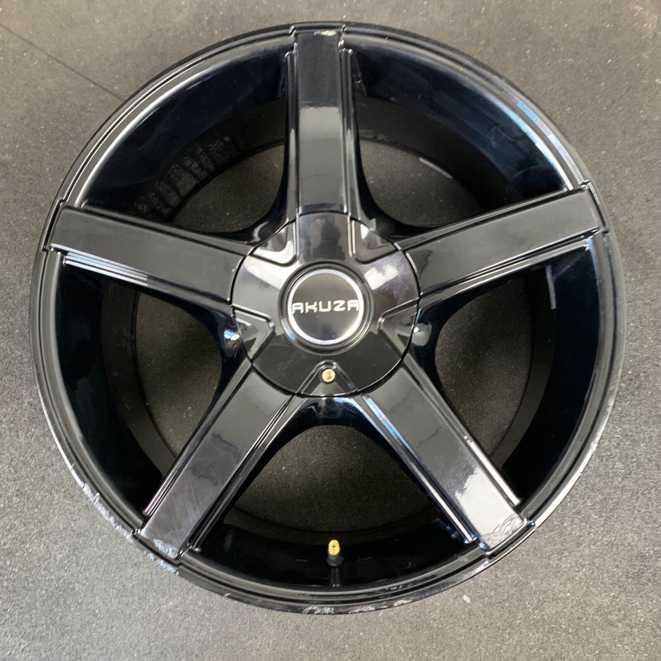 (4) Akuza Axis 18 Black Wheels Rims + Caps 18x8 et45 4x100/4x108 73hb ...