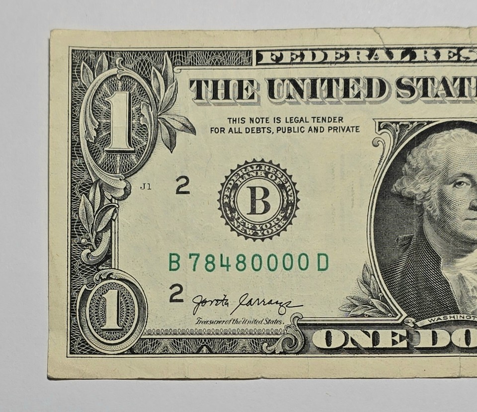 $1 Fancy Note 2017 Series Serial Number B 78480000 D Solid💥4-OF-A-KIND ...