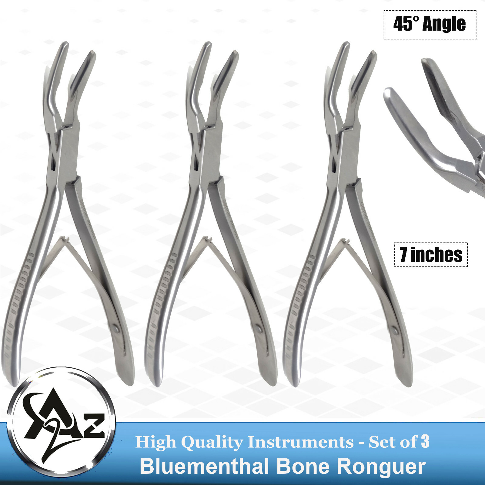 Premium Set of 3 Blumenthal Bone Rongeur 45°Angle 7" Surgical Dental ...