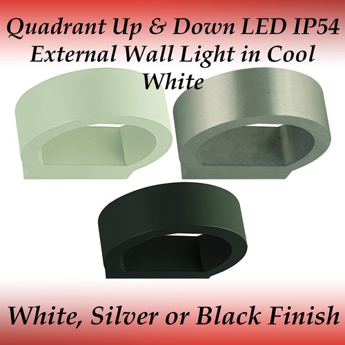 Quadrant LED Integrated External IP54 Rated Wall Light in Cool White ...