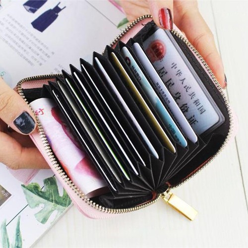Multi Slot Card Holder Retro Women's Coin Bag Solid Color Zippered ...