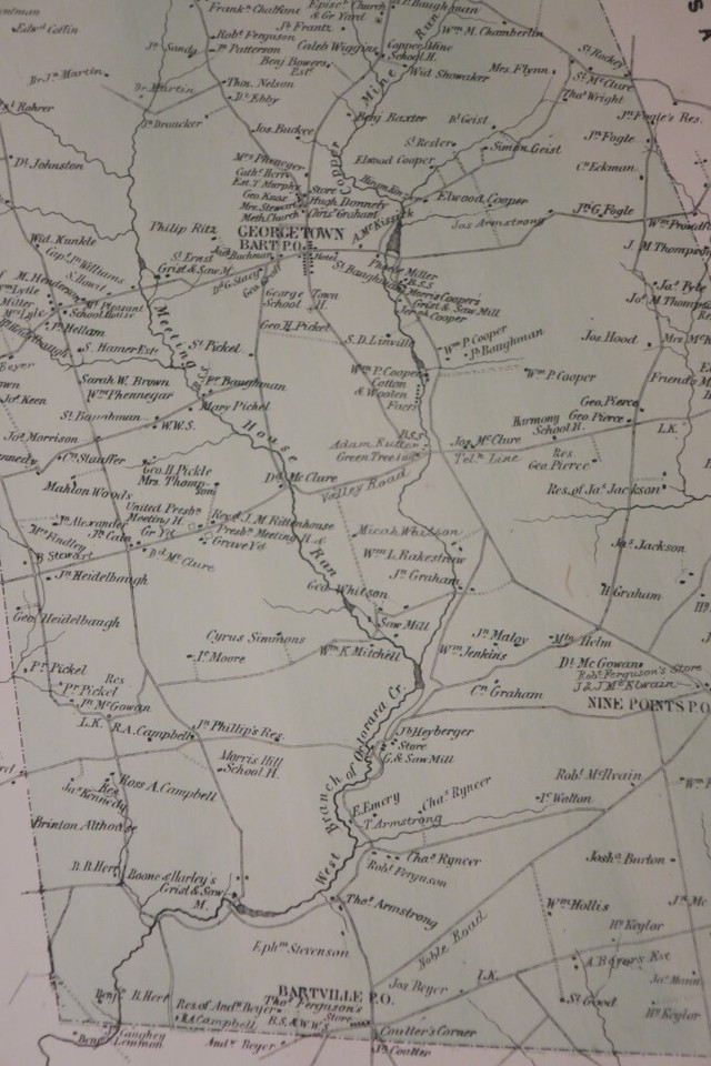 ORIG 1864 hand-colored Map,COLERAIN TOWNSHIP,Lancaster County,PA,OWNERS ...
