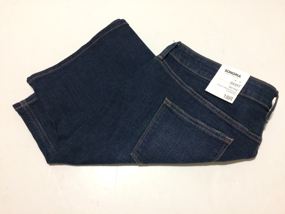 Sonoma Mid Rise Shirt Women Dark Blue Jeans NWT 18 Regular size | eBay