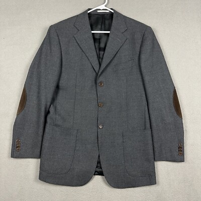 Fusaro Sport Coat Mens 50 (US 40) Gray Lambswool Professor Jacket Elbow ...