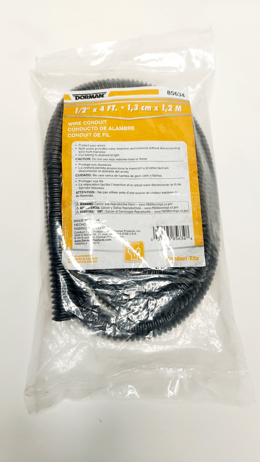 Dorman 85634 1/2" x 4 Ft Black Flex Split Wire Conduit – Durable ...
