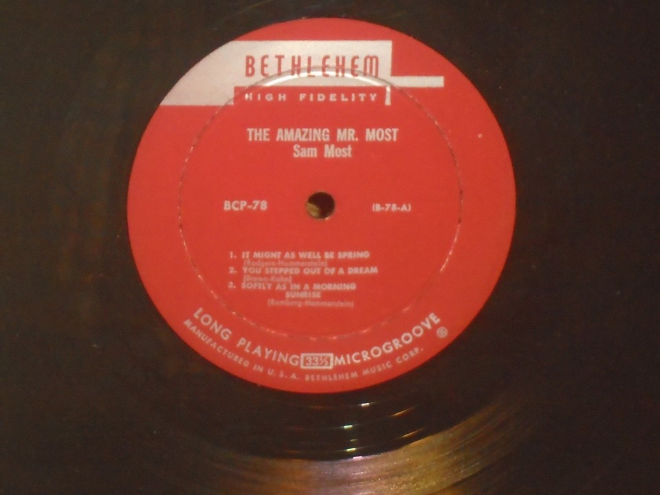The Amazing Mr. Sam Most Bethlehem BCP 75 MONO 1955 1st press rare LP ...