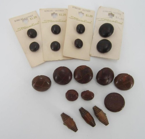 Vintage Buttons Leather Dome Woven Med and Dk Brown - Shank 1970s ...