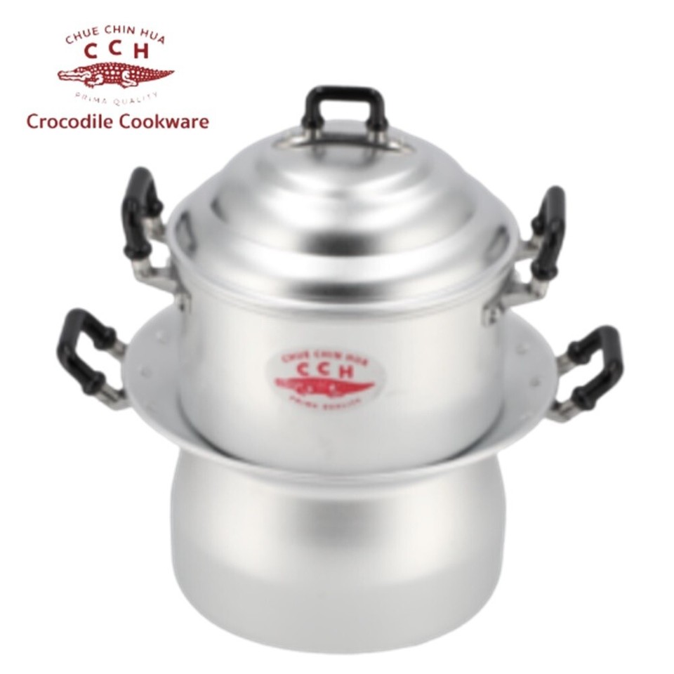 Thai Traditional Steamer Pot 2-tiers Crocodile Brand Aluminum Cookware ...