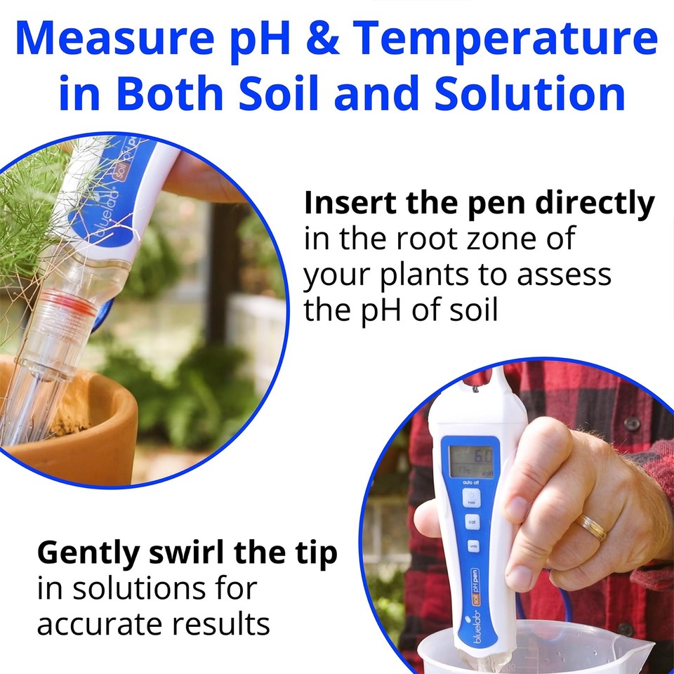 Bluelab PENSOILPH Soil pH Pen, Digital Meter and Water Test Kit, Also ...