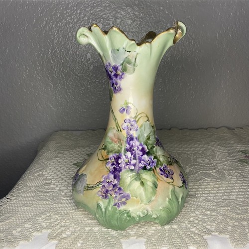 Vintage Beautiful Hand Painted Violet Flowers J.P.L Vase | eBay