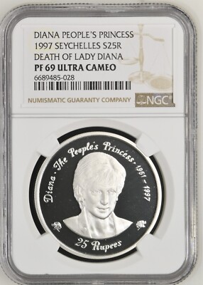 1997 SEYCHELLES 25 Rupees Diana People's Princess Latest Portrait - NGC ...