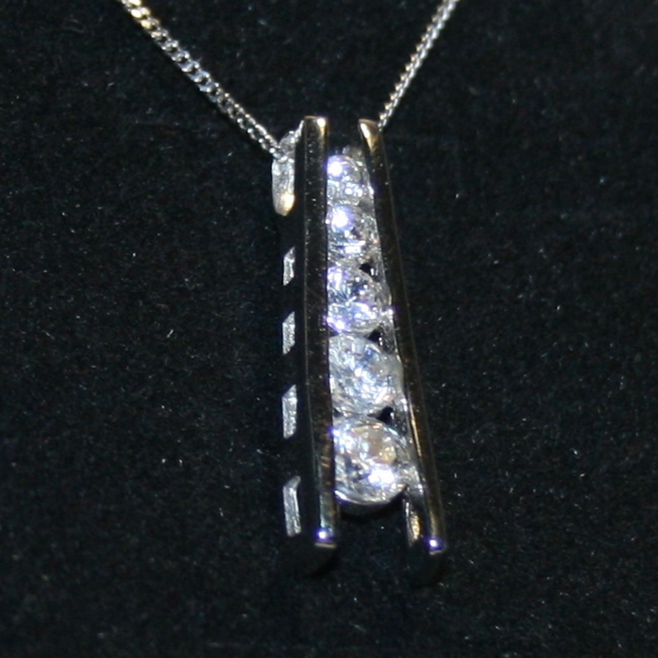 5 Stone Austrian Zircon Journey Ladder 20mm long Pendant Necklace 14k ...