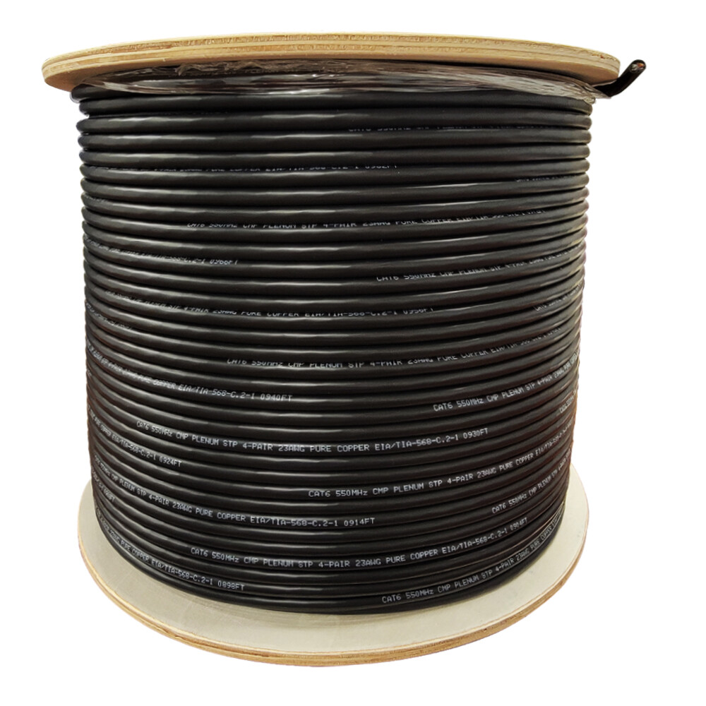 Cat 6 1000ft Solid Bare Copper Foil Shielded Plenum 550 Mhz F/UTP Cable ...