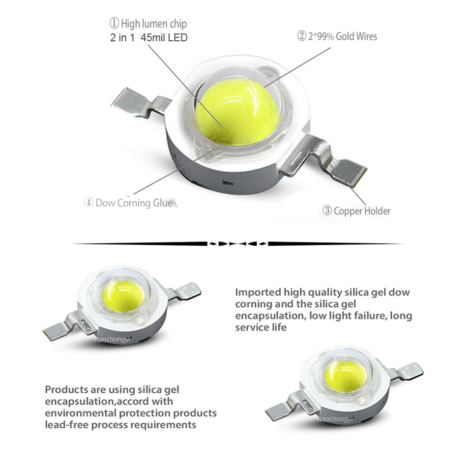 3W Dual color LED white+ 365nm 680nm 940nm light-emitting diode with ...