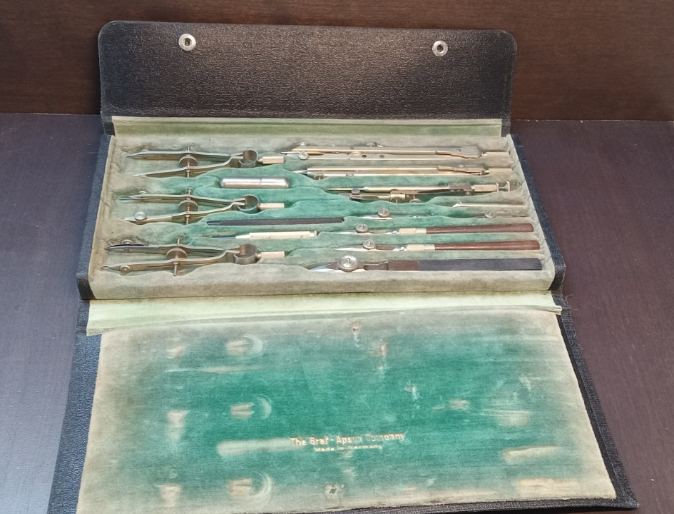 15 Piece Vintage Antique rare Graf-Apsco German Drafting Set Exquisite ...
