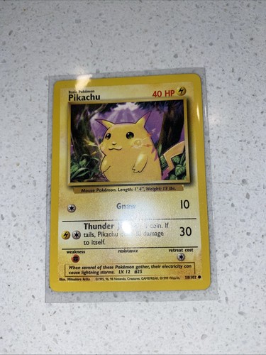 Pokemon Pikachu Base Set 58/102 Regular Common 1999 Vintage Yellow ...