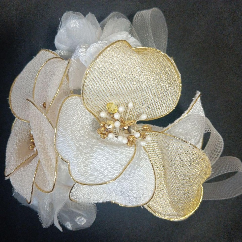 Flower motif hair ornament white gold | eBay UK