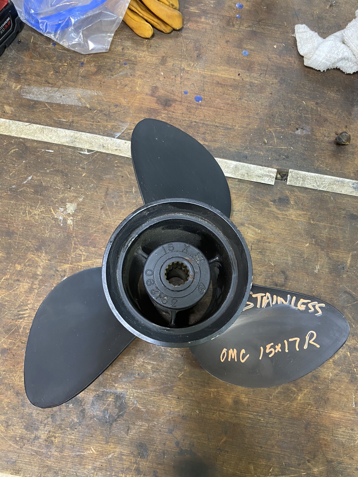 OMC Cobra Prop 15x17 SST 391290 Johnson EVINRUDE Propeller Stainless 15 ...