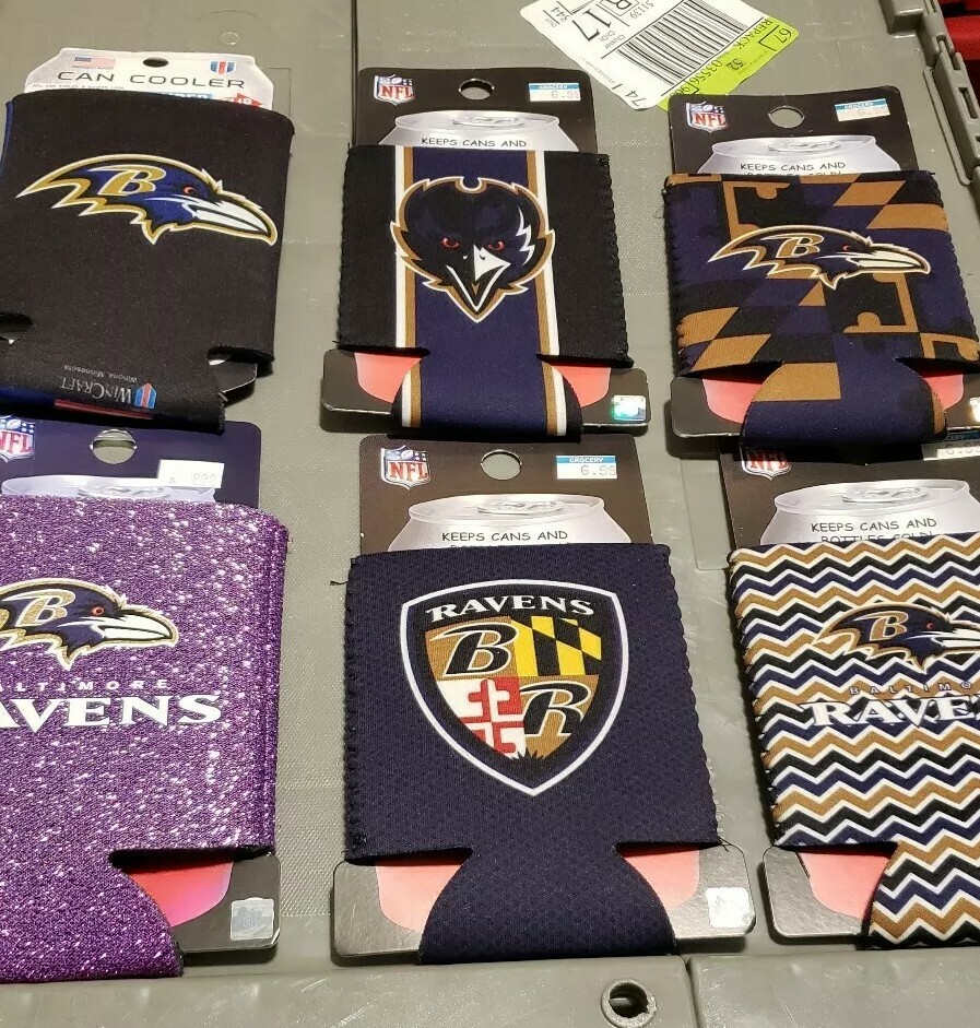 NFL Baltimore Ravens Can Coozie lot of 6 Drink Holder Football New | eBay