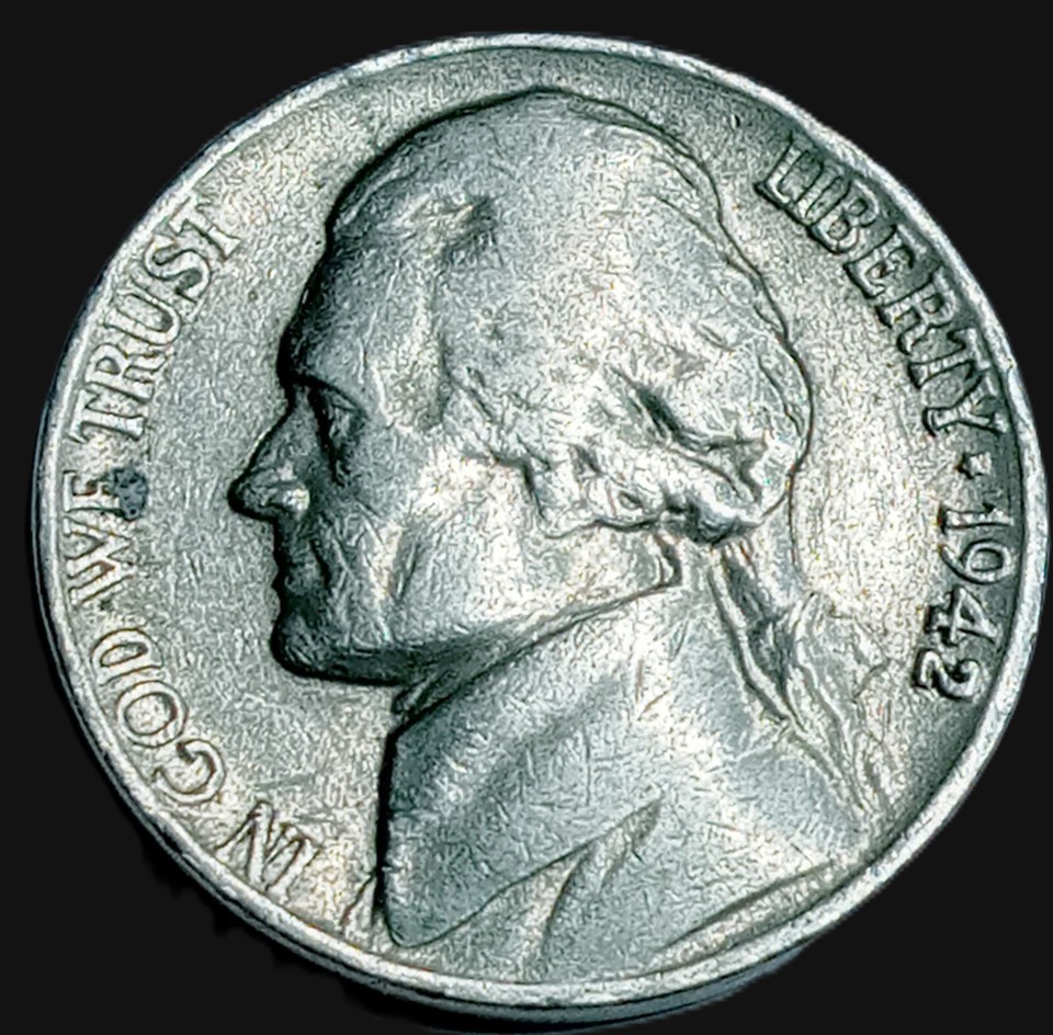 1942 jefferson Nickel No Mint Mark WW ll AG Gem Not A Papper Pic. Real ...