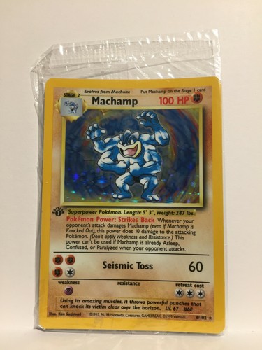 First Edition Machamp Base Set Holo Rare 8/102 WOTC Pokemon Card NEW ...