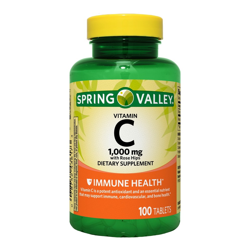 Spring Valley Vitamin C with Rose Hips Tablets Dietary Supplement 1000 ...