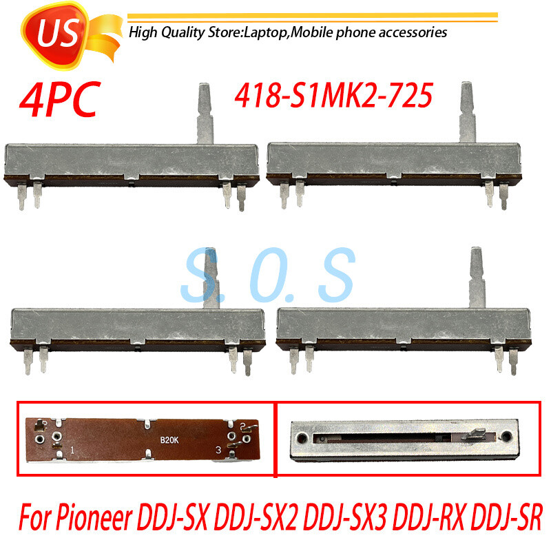 4Pcs VR 418-S1MK2-725 Channel Fader For Pioneer DDJ-SX DDJ-SX2 DDJ-SX3 ...