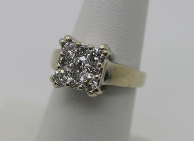 Fantasy Diamond Corp. (Pat.6591633) 14K White Gold 9 Diamonds Ring ...