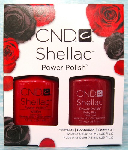 CND SHELLAC RUBY RITZ & WILDFIRE Perfect Pair Red Gel Polish Set NIB ...