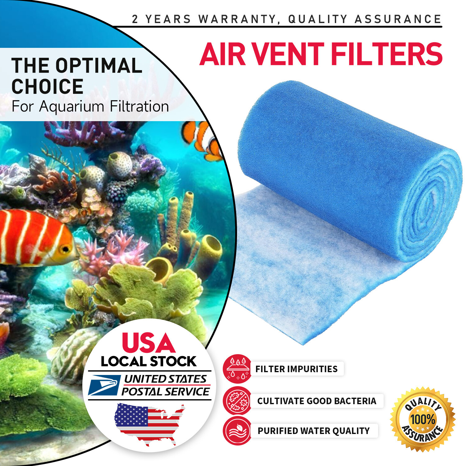 1/2" 12"X11' Air Vent Filters Kit Cut Floor For Aquarium Fish Pond Reef ...