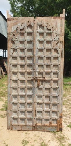 Vintage Carved Indian Door | Antique Teak Wood & Iron Door | Rustic ...