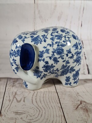 Brand New 20cm Ceramic Elephant Blue Willow Pattern Hamptons Decor ...