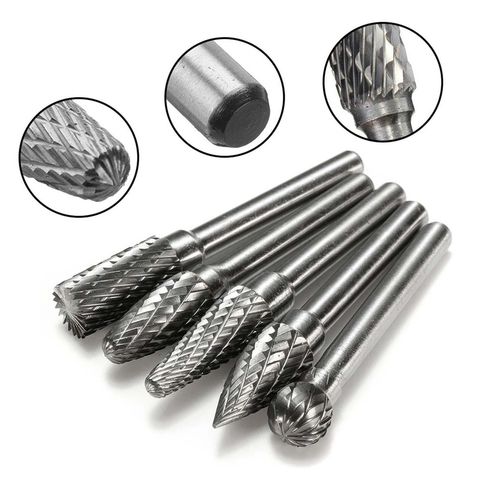5Pcs Double Cut Rotary Burr Set /4 inch Shank 10mm Head for DIY ...