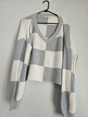 Mello Mint Checkered Cropped Long Sleeve Sweater (L) | eBay