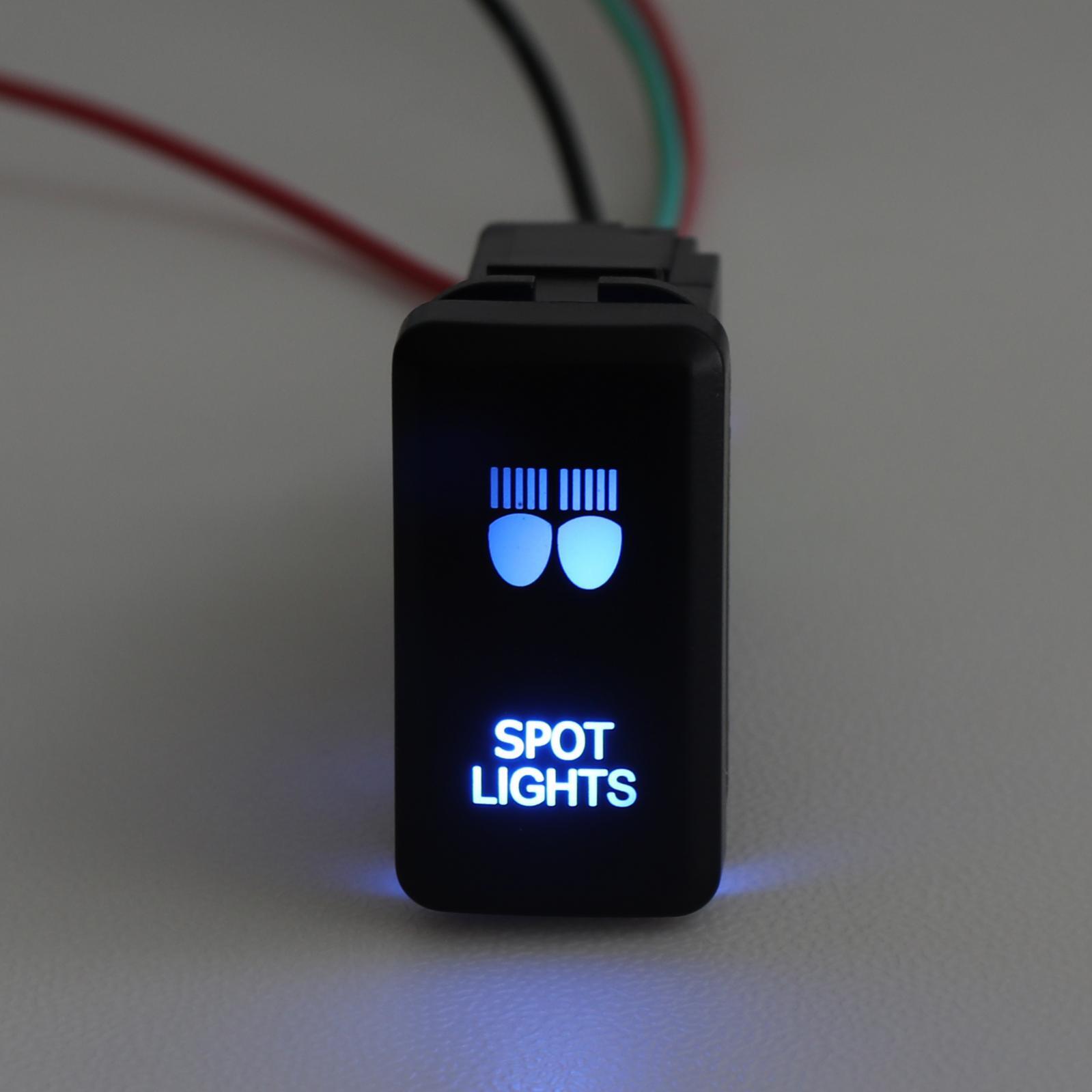 12V ON/Off Push Button Switch with Blue Backlight Fit for Toyota Rocker ...